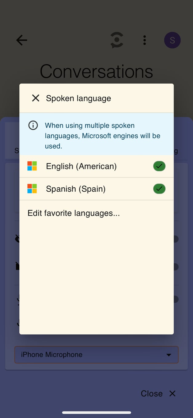 Auto reverse two spoken languages with Babelfish