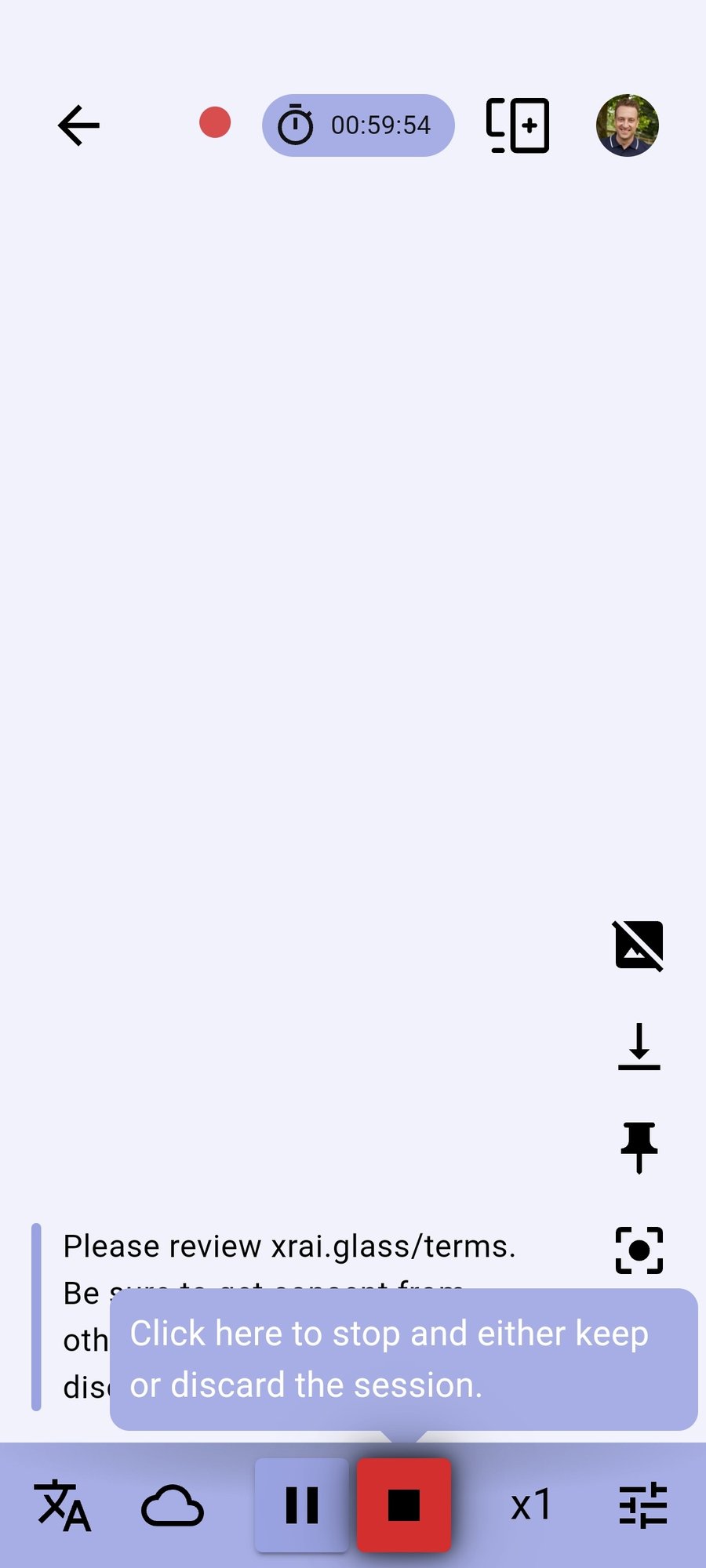 Use the AR controls in XRAI Glass